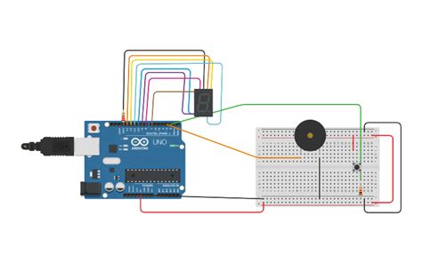 circuit design 7 segmentos con array tinkercad