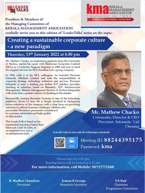 Sr Nair On Linkedin Kma Leadertalk Mathew Chacko Cofounder And Ceo Precision Infomatic