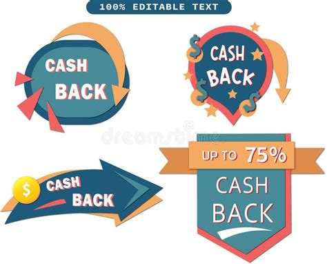 Cash Back Labels For Promotion Stikers Colection Stock Illustration