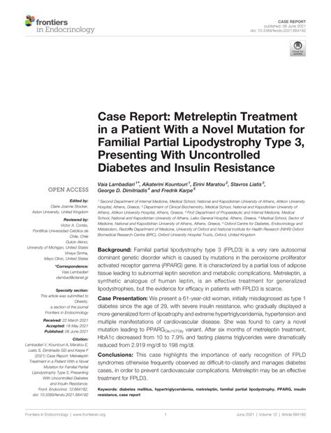 Pdf Case Report Metreleptin Treatment In A Patient With A Novel
