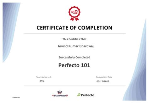 Perfecto 101 Certificate From Blazemeter Universitypdf