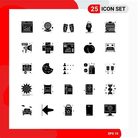 Set Of 25 Modern Ui Icons Symbols Signs For Process Brain Navigation Algorithm Glass Editable