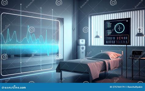 Health Data Flow Concept Holograms Healt Data Concept On A Hospital Stock Illustration