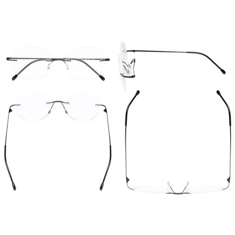 Reading Glasses Stylish Round Rimless Readers Specs Women Men