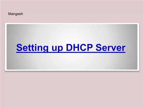 DHCP PROTOCOL PPT Computer Networking Computing