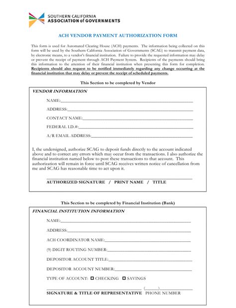 Editable Ach Payment Ach Authorization Form Template Pdf Example
