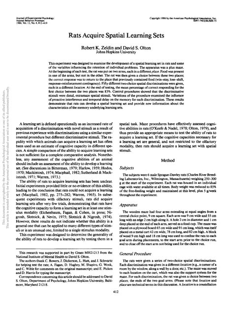 Rats Acquire Spatial Learning Sets