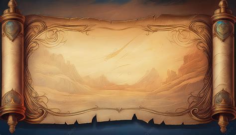 Ancient Scroll Depicting A Desert Landscape Background Scroll Ancient