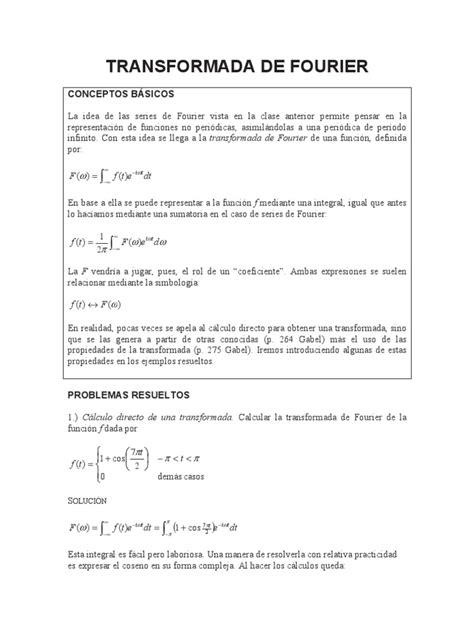 Transformada De Fourier Pdf Transformada De Fourier Integral
