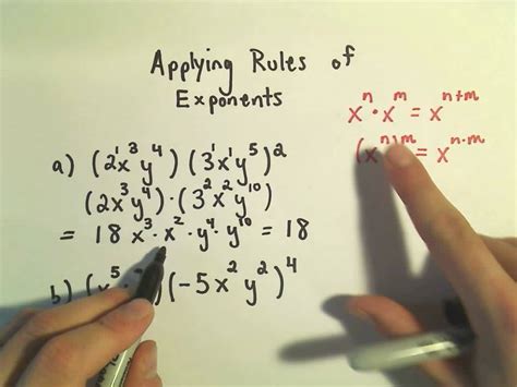 Applying The Rules Of Exponents Basic Examples 1 Youtube