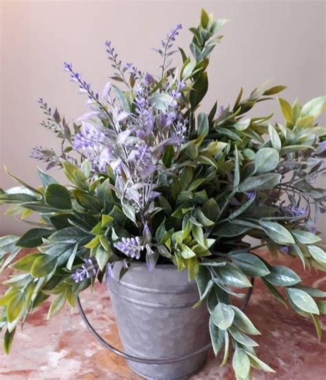 Farmhouse Arrangement Ruscus Greenery And Lavender Etsy Greenery