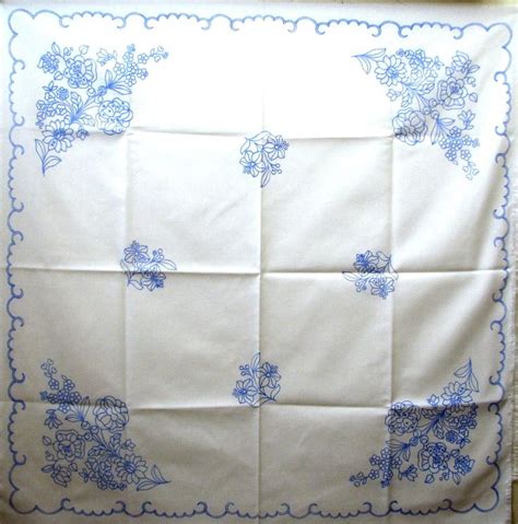 Hungarian Kalocsa Folk Art Stampd Embroidery Tablecloth