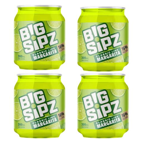 Big Sipz Classic Lime Margarita Bundle 4x200ml Greatbooze
