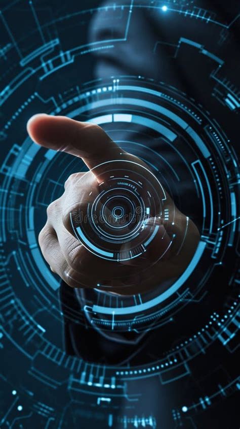 Futuristic Digital Interface With Human Interaction Generative Ai Stock Illustration