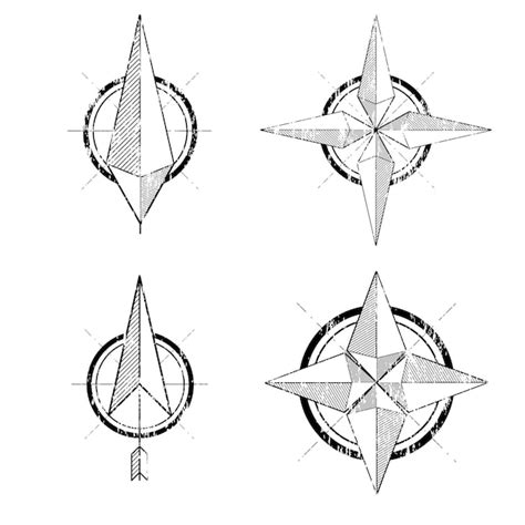 Premium Vector Circle Compass White Grunge Arrows Set