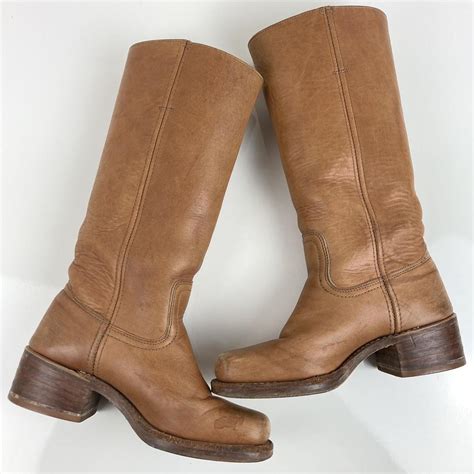 Vintage Frye Womens Campus Boots Tall Brown Leather Depop