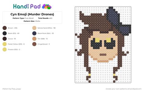 Cyn Emoji 2 Murder Drones Fuse Bead Pattern Kandi Pad Kandi