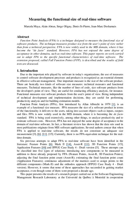 Pdf Measuring The Functional Size Of Real Time Software