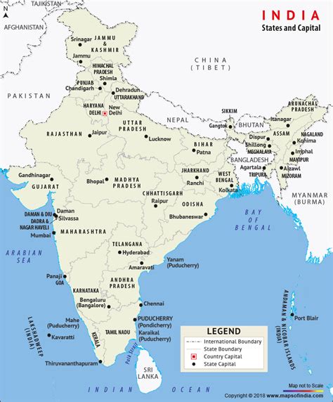 India Map States And Capitals List Printable Free Templates