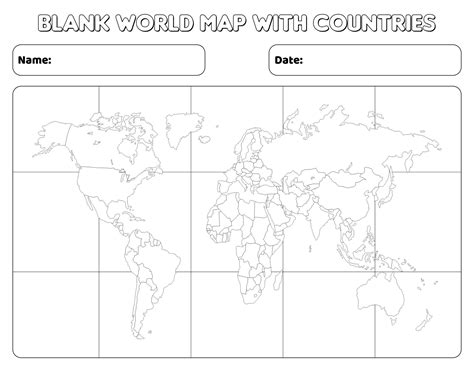 World Map With Countries Free Printable Printable Sight Words List