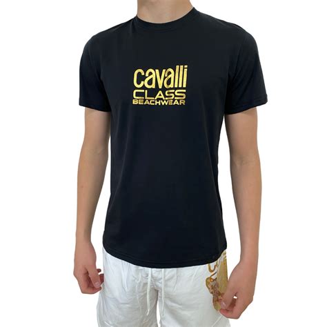 T Shirt Cavalli Class Logo Oro Remove Store