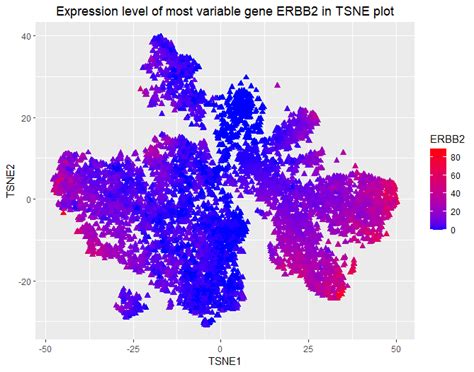 Expression Level Of The Most Variable Gene Erbb2 In Tsne Plot Genomic