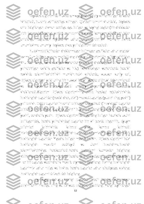 Graflarda Eng Qisqa Masofani Topish Algoritmlari