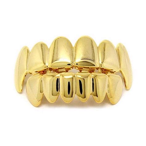 Vampire Gold Plated Fang Grillz [full Set] Rhino Grillz