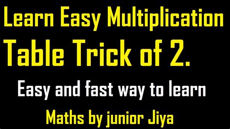 Learn Easy Multiplication Table Trick Of 2 Easy And Fast Way To Learn Youtube