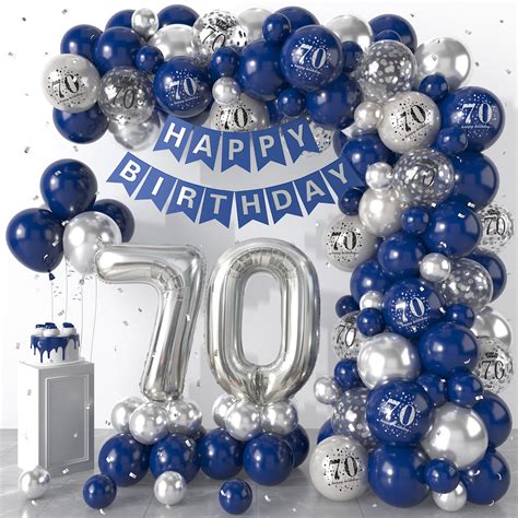70th Birthday Decorations Navy Blue Silver 70th Birthday