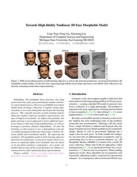 pdf towards high fidelity nonlinear 3d face morphable model
