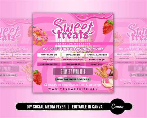 Diy Sweet Treats Flyer Cake Flyer Baking Dessert Flyer Baking Sale