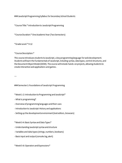 Java Script Syllabus Pdf Java Script Document Object Model