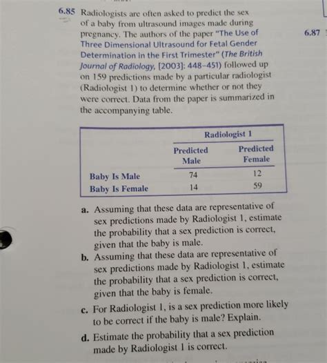Solved 6 87 0 85 Radiologists Are Often Asked To Predict The