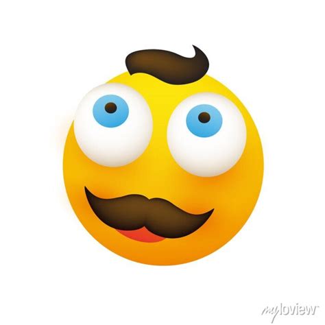 Smiling Male Emoji Simple Happy Emoticon With Dreamy Pop Out Posters For The Wall • Posters Up