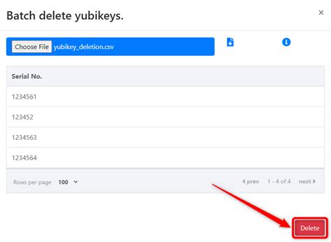 Delete A Batch Of Yubikeys With Csv Yubion Portal Guide