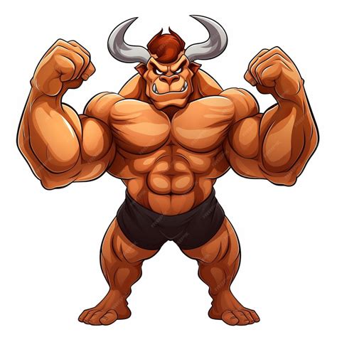 Premium Photo Powerful Minotaur Flexes Mighty Biceps In Cartoon