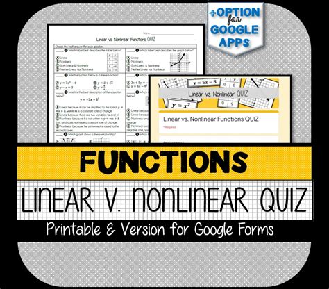 Linear Vs Nonlinear Functions Quiz By Teach Simple