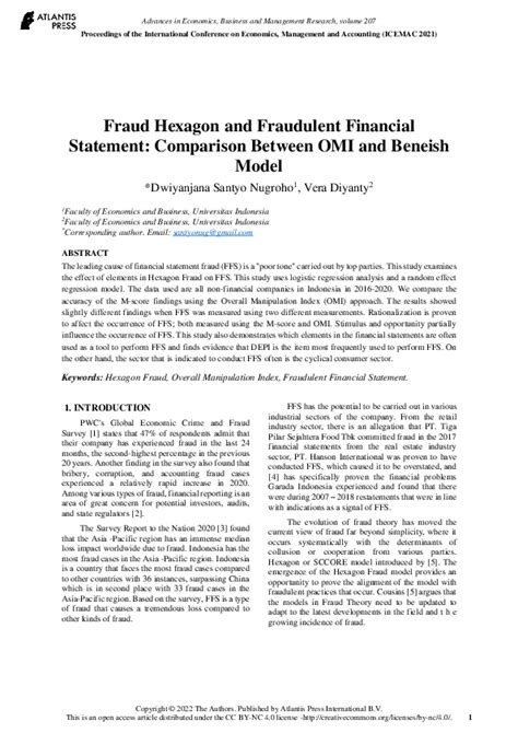 Pdf Fraud Hexagon And Fraudulent Financial Statement Comparison Between Omi And Beneish Model