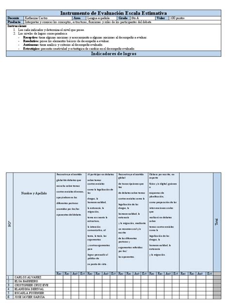 Escala Estimativa Debate Pdf