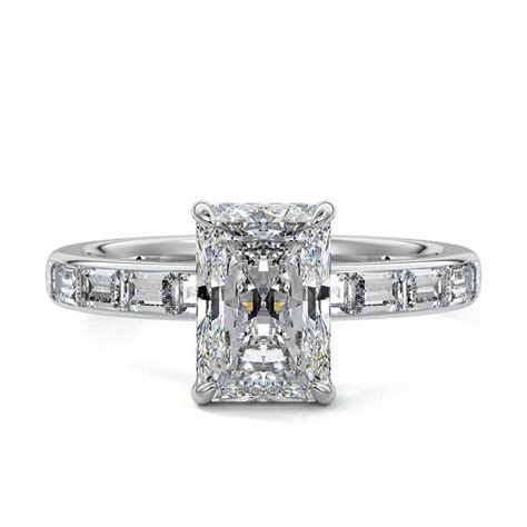 Golden Jewelry 2 Ct Vvs1 Radiant Cut Moissanite Ring 14k White Gold