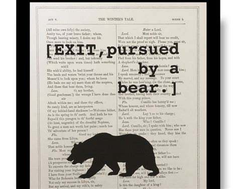 William Shakespeare Winters Tale Quote Exit Pursued By A Bear