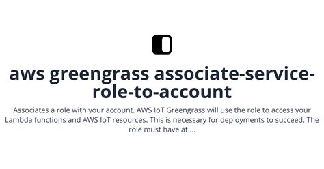 Aws Greengrass Associate Service Role To Account Fig