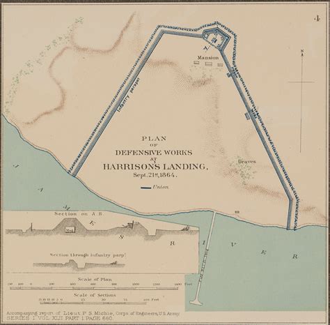 Plan Of Defensive Works At Harrisons Landing Sept 21st 1864 Or