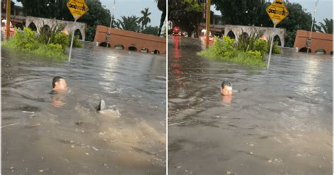Video Culichis Disfrutan De Alberca Improvisada En Plena Inundación Frente A La Iglesia Del