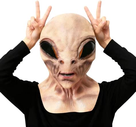 Derlinvine Alien Mask Realistic Ufo Headgear Halloween