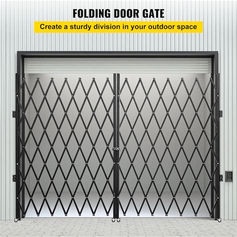 Vevor Double Folding Security Gate 87 In X 150 In Black Steel Universal