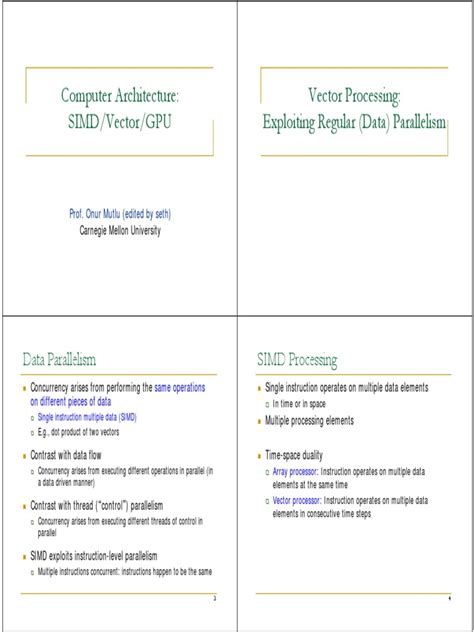 Computer Architecture Simd Vector Gpu Pdf Parallel Computing Central Processing Unit