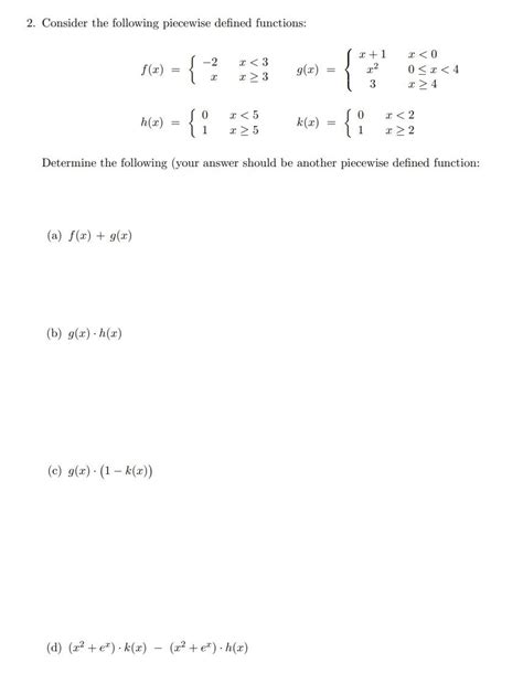 Solved 2 Consider The Following Piecewise Defined