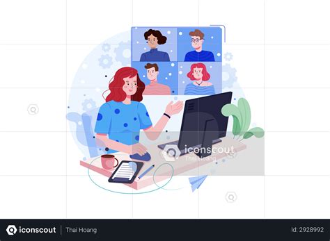 Best Premium Business People Doing Online Meeting Illustration Download
